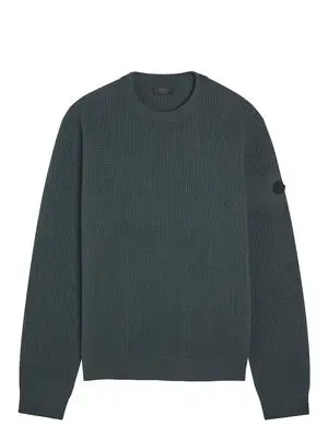 Moncler Logo Waffle-knit Wool Jumper - Dark Grey