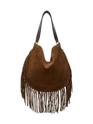 ISABEL MARANT Oskan Fringed Suede Hobo Shoulder Bag