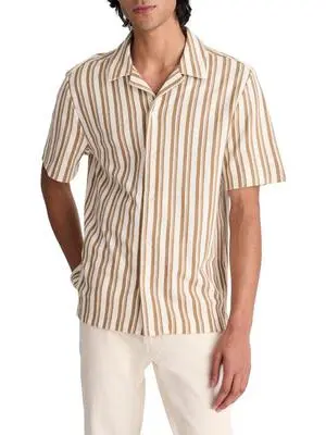 Madewell Seaport Terry Camp Shirt - Stripe Maple Seed