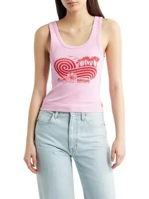Rip Curl Ocean Break Rib Graphic Tank Light Pink