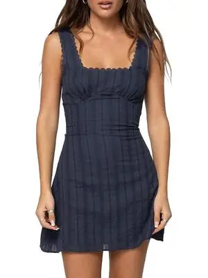 Princess Polly Dasha Cotton Fit & Flare Mini Dress - Navy