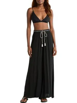 Elan Wide-leg Cover-up Pants - Black