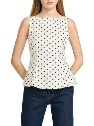 WAYF Arielle Polka Dot Top - Ivory Polka Dot