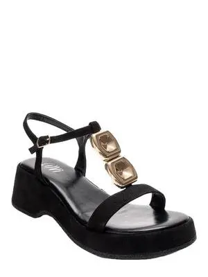 PROLOGUE SHOES Platform Sandal - Black Suede