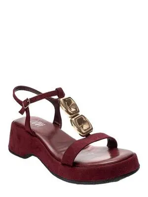 PROLOGUE SHOES Platform Sandal - Burgundy Suede