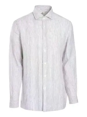 LUIGI BORRELLI Striped Long-sleeve Shirt - White