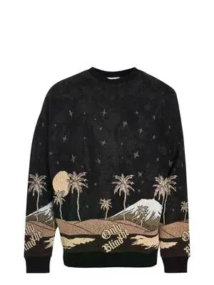 ONLY THE BLIND Cotton Landscape Design Sweatshirt - Black