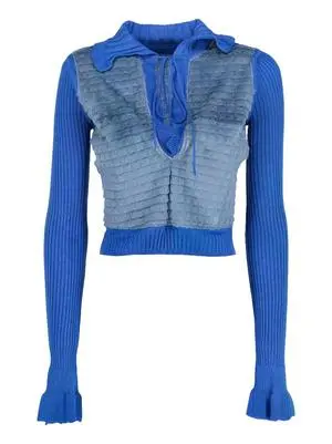 Fendi Ruffle Wool Sweater - Blue