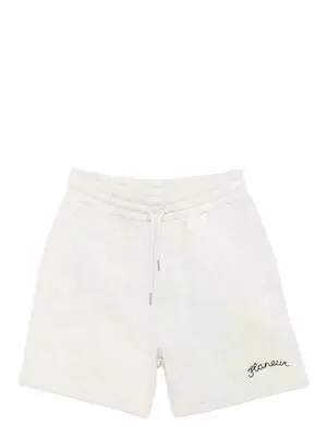 FLANEUR Drawstring Embroidered Shorts - Neutrals