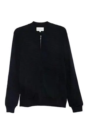 Eric Bompard Waffle-knit Zipped Cardigan - Blue
