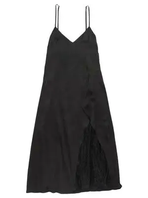 Acne Studios Lace Insert V-Neck Midi Dress Black
