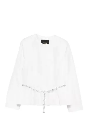 Maje Embellished Peplum-hem Jacket - White