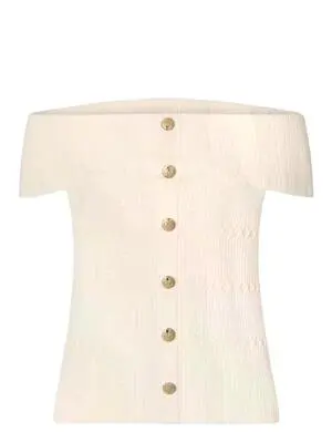 Liu Jo Bardot-neck Ribbed Knit Top - Neutrals