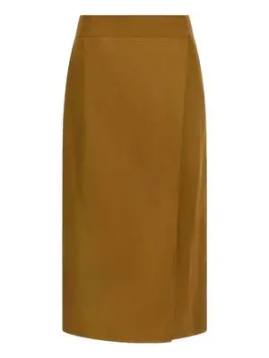 Alberto Biani Asymmetric Closure Midi Skirt - Brown