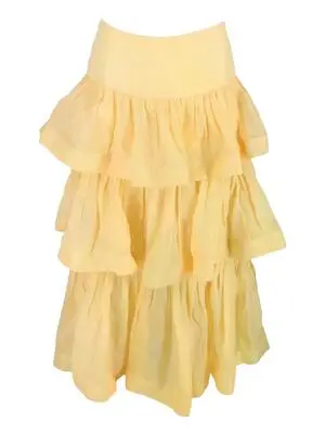 Zimmermann Coaster Tiered Maxi Skirt - Yellow