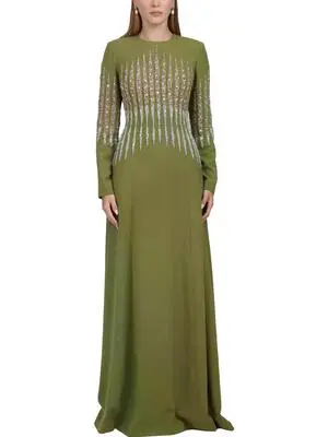 DINA MELWANI Crystal-embellished Maxi Dress - Green