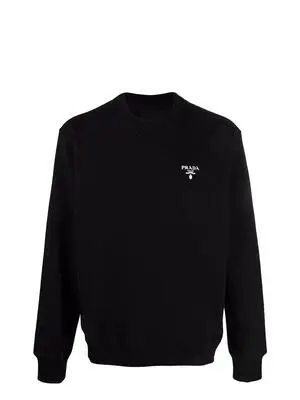 Prada Logo Print Crewneck Sweatshirt - Black