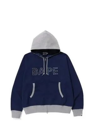 A BATHING APE Camo Thermal Patch Loose Fit Zip Hoodie - Navy Blue