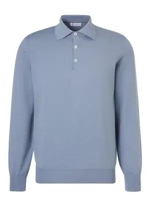 Brunello Cucinelli Cotton Polo Sweater - Blue