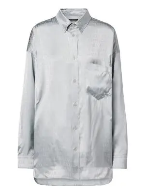 Balenciaga Monogram Jacquard Satin Shirt - Grey
