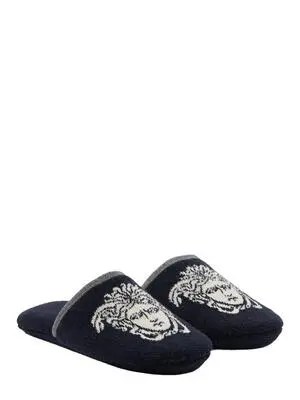 Versace Medusa Cotton Terry Slippers - Blue