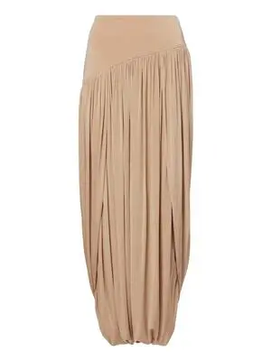FERRAGAMO Draped Jersey Maxi Skirt - Beige