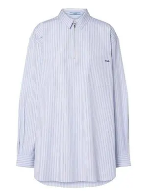 Prada Chevron Striped Oversized Cotton Shirt Multicoloured