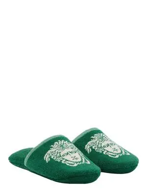 Versace Medusa Cotton Terry Slippers - Green