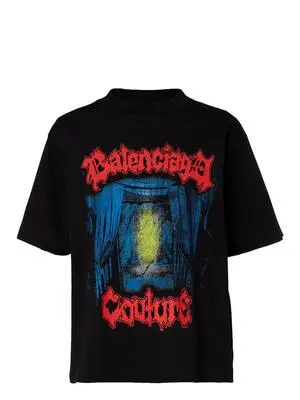 Balenciaga Printed Cotton T-shirt - Black