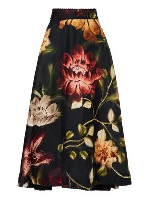 Agua Bendita Floral Print Linen Maxi Skirt - Multicoloured