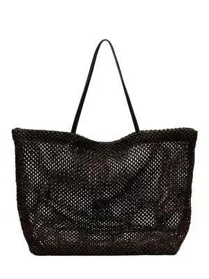 THE ROW Barn Medium Leather-trimmed Mesh Tote Bag - Brown