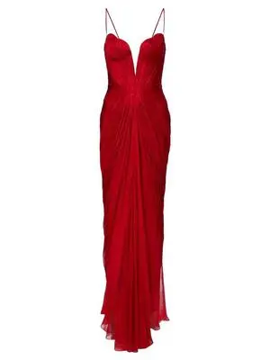 MARIA LUCIA HOHAN Cecilia Draped Silk Gown - Red