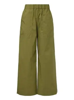 Simkhai Simkhai Arden Cotton-Blend Wide-Leg Pants Green