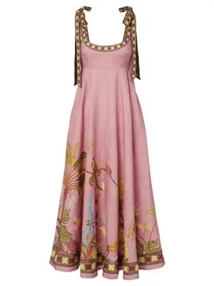 ALEMAIS Alémais Zuri Ballet Printed Linen Maxi Dress - Pink