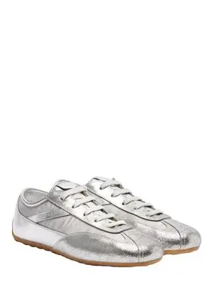 Alexander McQueen Metallic Leather Sneakers - Silver