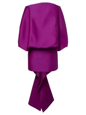 Balenciaga Draped Off-shoulder Crêpe Minidress - Purple