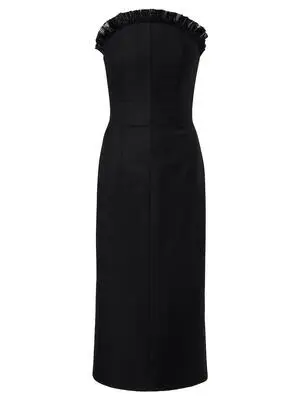Alexander McQueen Organza-trimmed Wool Cocktail Dress - Black