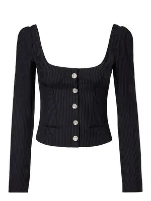 Alexander McQueen Chalk Stripe Wool And Mohair Bustier Top - Blue