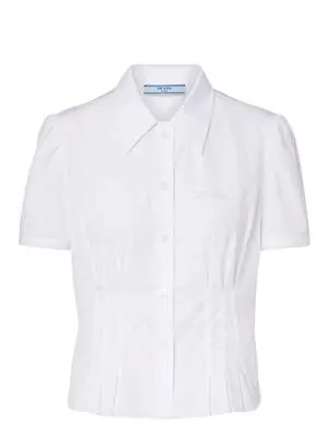 Prada Gathered Cotton Poplin Shirt - White
