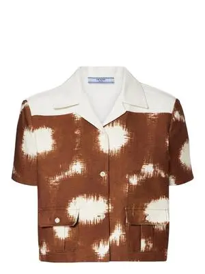 Prada Printed Cropped Cotton Shirt - Brown