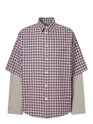 Balenciaga Layered Checked Cotton Shirt - Red