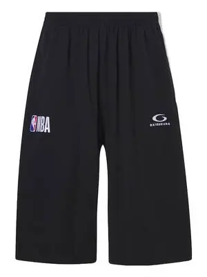 Balenciaga X Nba Logo Cotton Fleece Shorts - Black