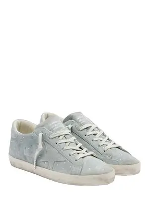 GOLDEN GOOSE Super-star Embellished Suede Sneakers - Blue