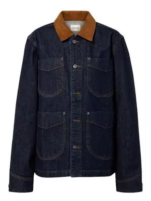 Khaite Wyatt Corduroy-trimmed Denim Jacket - Blue