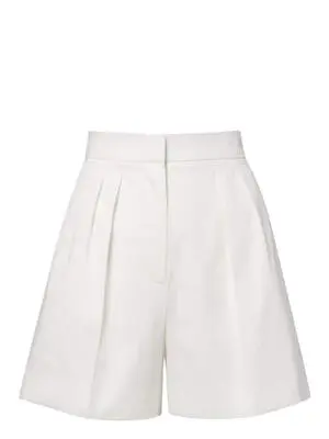 Max Mara Pleated Cotton-blend Shorts - White