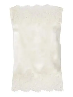 DÔEN Dôen Viviane Lace-Trimmed Silk Top