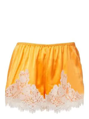 DÔEN Doen Iona Lace-Trimmed Silk Shorts Orange
