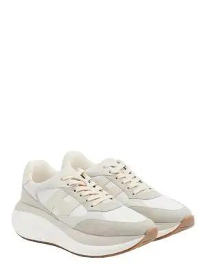 Hogan H696 Suede And Leather Platform Sneakers White