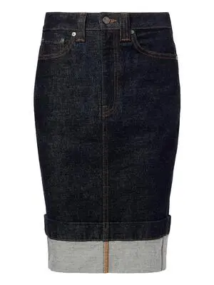 Khaite Kendra Denim Midi Skirt - Blue