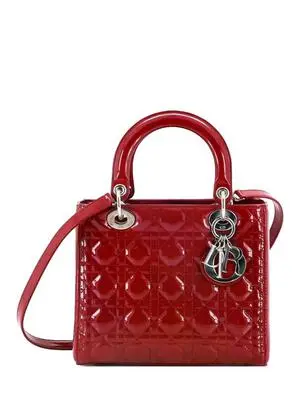 Dior Lady Dior Medium Satchel Cannage Quilt Patent Red